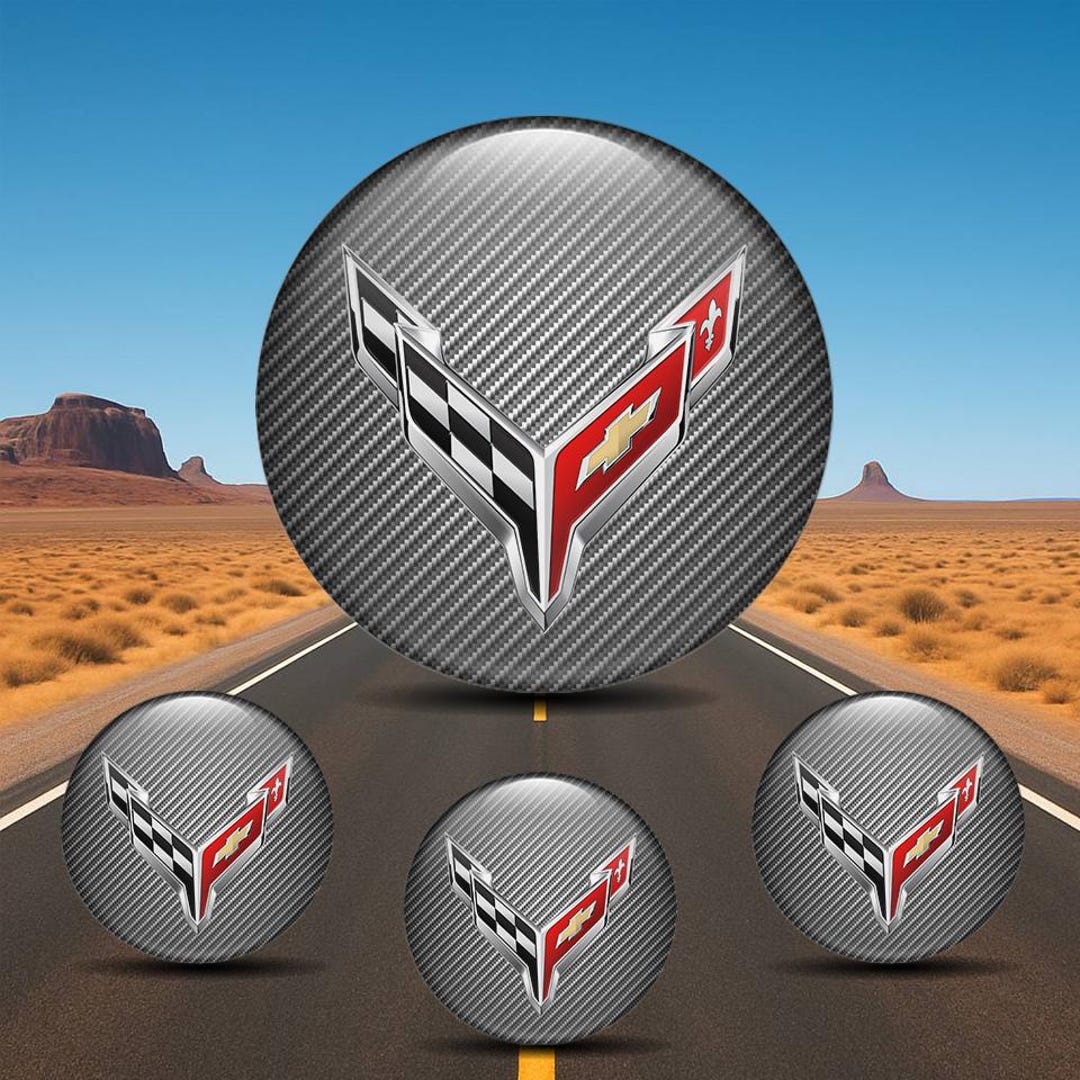 Set of 4 Corvette Wheel Hub Cap Logo Decals Vinyl Stickers for Car Rims ...