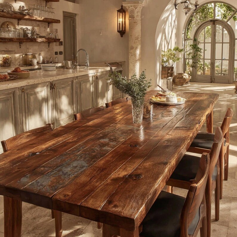 Handmade Solid Walnut Dining Table - Custom Wooden Table - Modern ...
