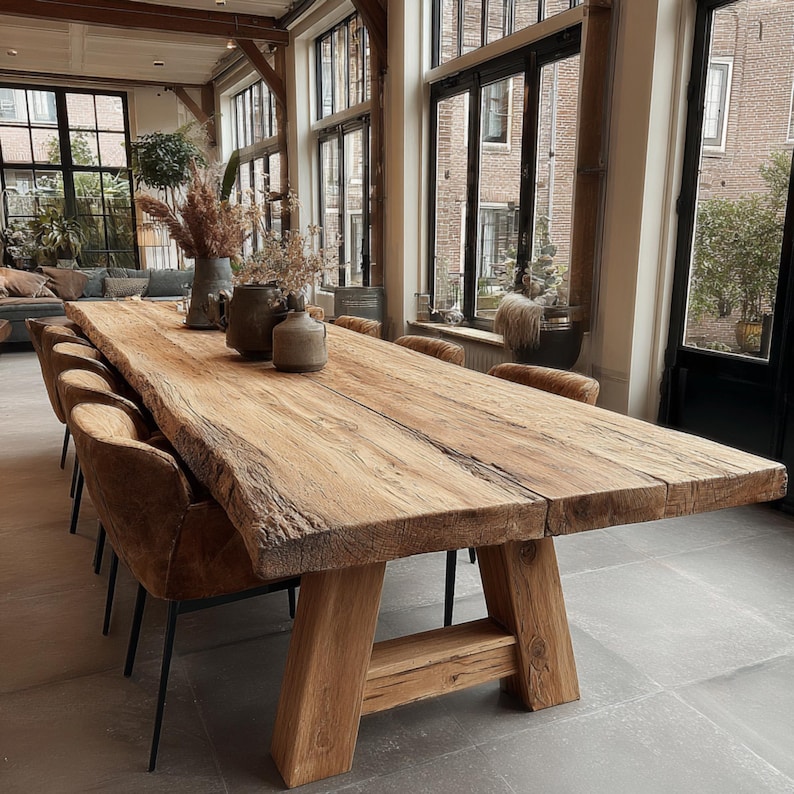 Handmade Solid Walnut Table - Custom Wooden Dining Table - Natural Wood ...