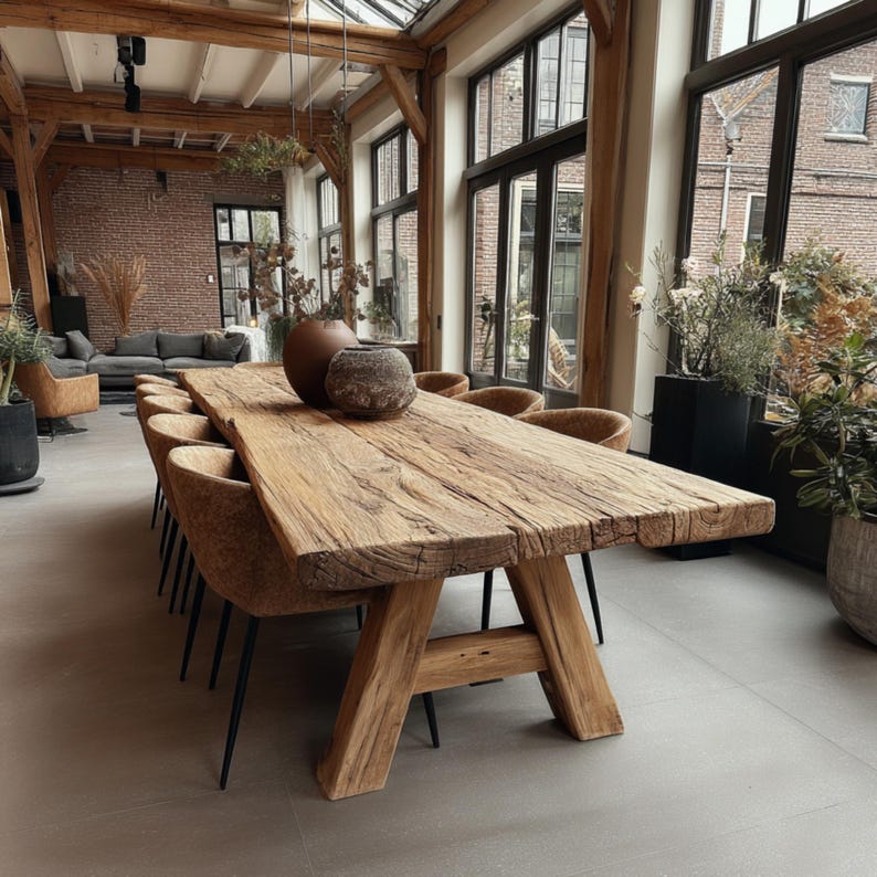 Handmade Solid Walnut Table - Custom Wooden Dining Table - Natural Wood ...