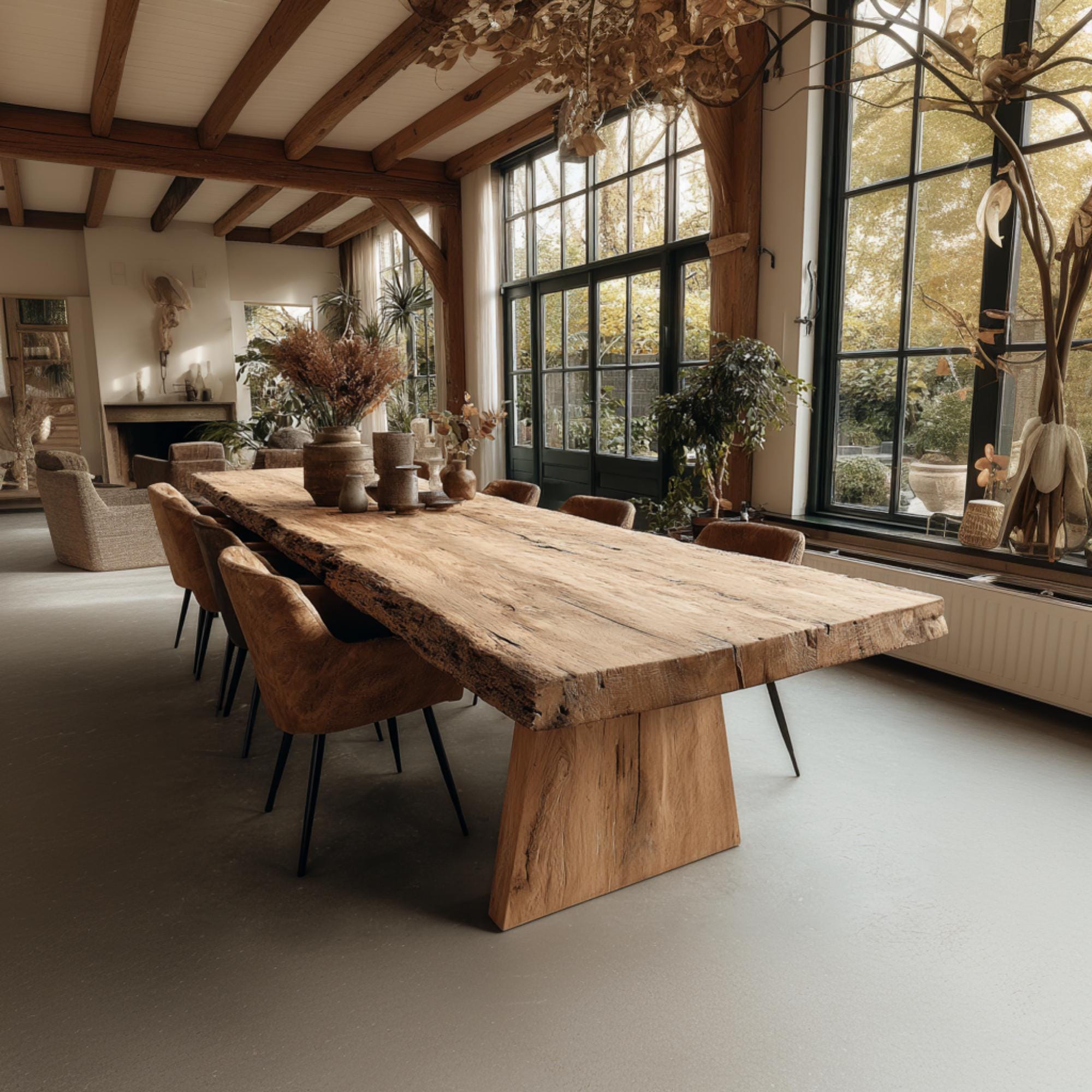Handmade Solid Walnut Table - Custom Wooden Dining Table - Natural Wood ...