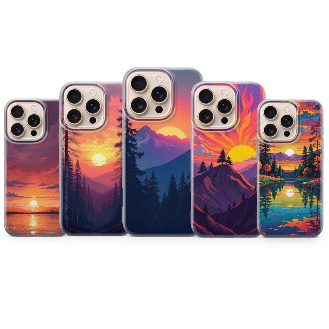 Mountain Sunset Phone Case – Silhouette Cover for iPhone 17 Air 16e 15 ...