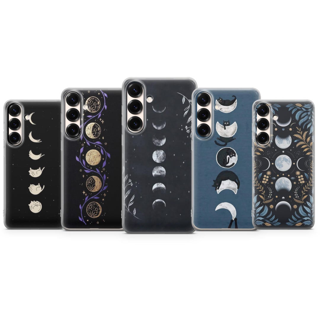 Moon Phases Phone Case – Celestial Art Cover for iPhone 17 Air 16e 15 ...