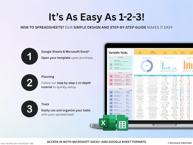 Easy ADHD Life Planner Spreadsheet Excel Google Sheets Budget Tracker ...