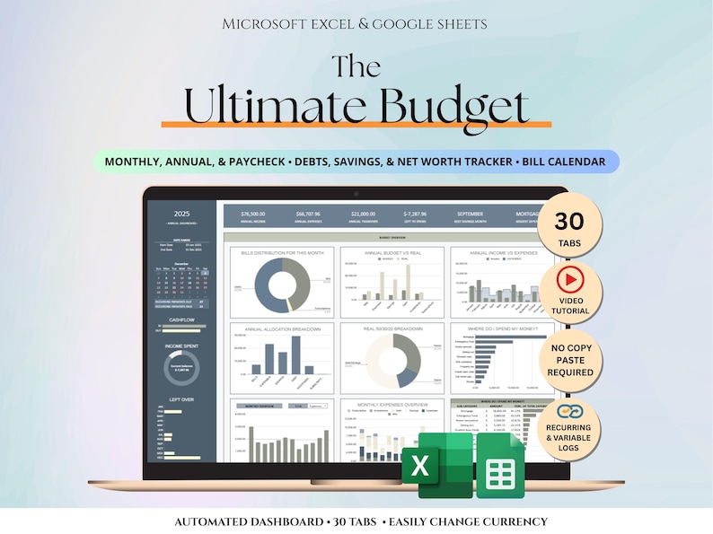 Ultimate Annual Budget Spreadsheet Budget Template Excel Google Sheets ...