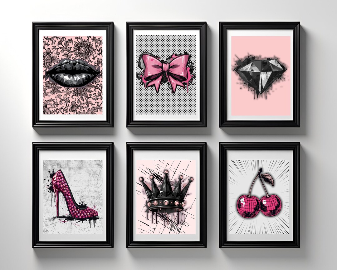 Graffiti Wall Art PNG | Pink Black Edgy Feminine Prints | 16x20 Digital ...