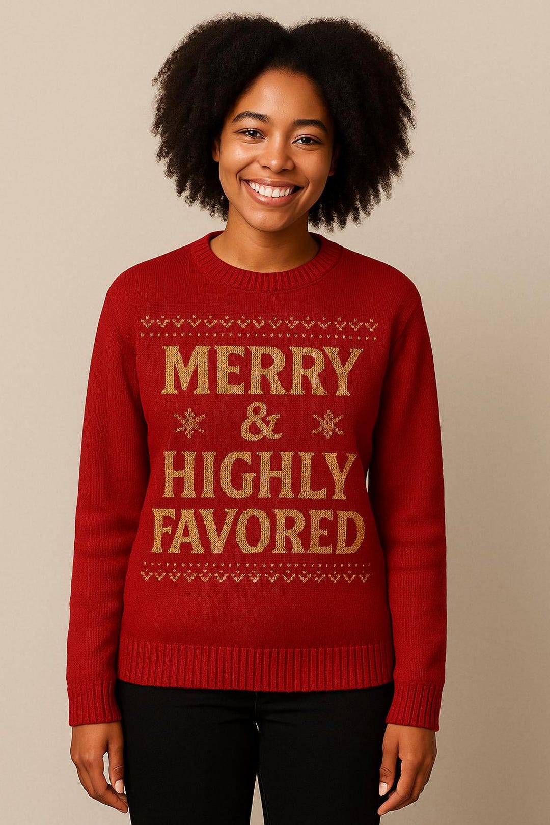 Merry & Highly Favored Christmas Sweatshirt, Christian Holiday Crewneck ...