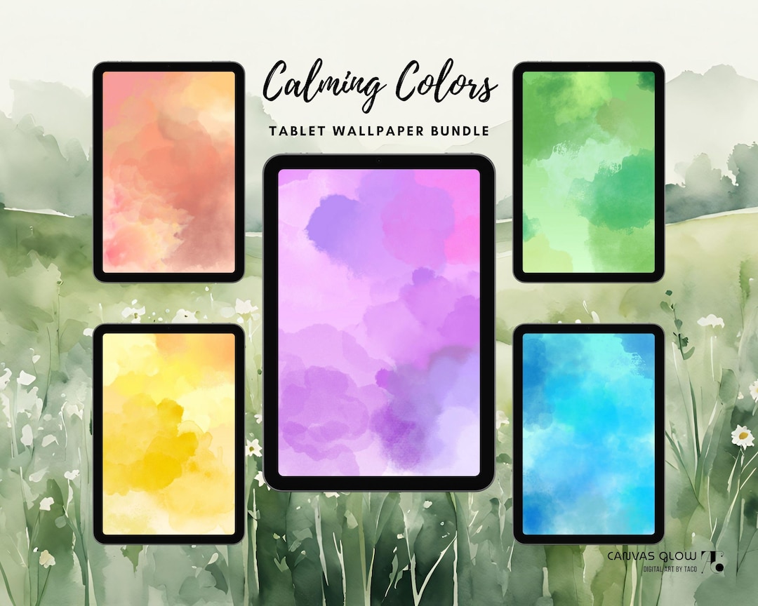 5 Pack Tablet Wallpapers | Calming Colors| Minimal Watercolor Clouds ...