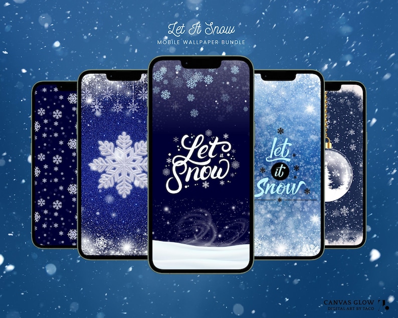 Winter Phone Wallpaper Pack | Let It Snow 5 Wallpapers | Blue White ...