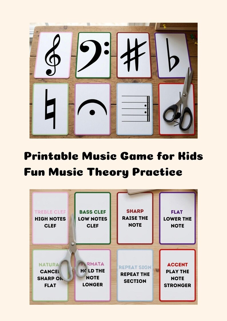 Music Theory Memory Game Printable | Notes, Note Values, Dynamics ...