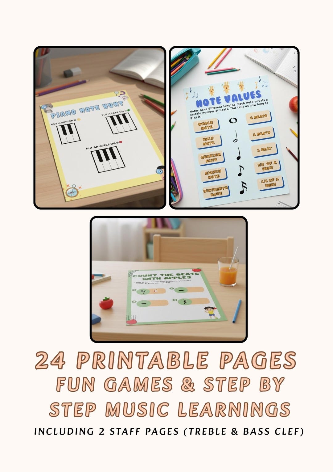 Beginner Piano Worksheets Bundle – Complete Printable Lesson Pack With ...