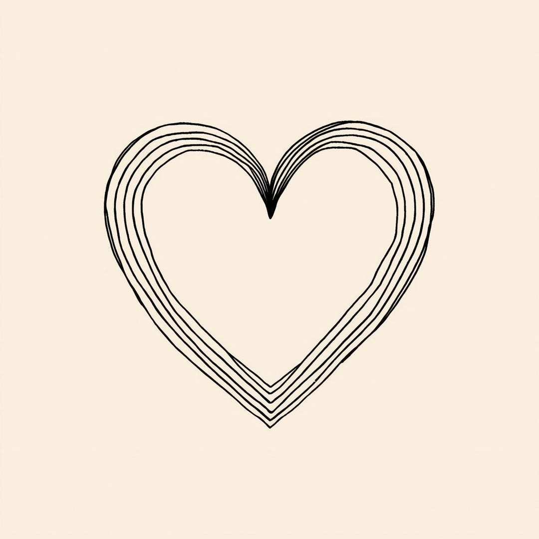 Minimalist Abstract Heart Line Art Set of 4, Modern Romantic Wall Art ...