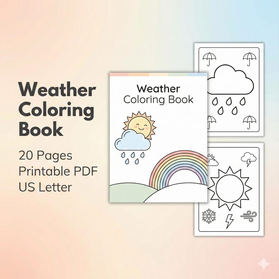 Weather Coloring Book for Kids Ages 2–6 | 20 Fun Weather Scenes ...
