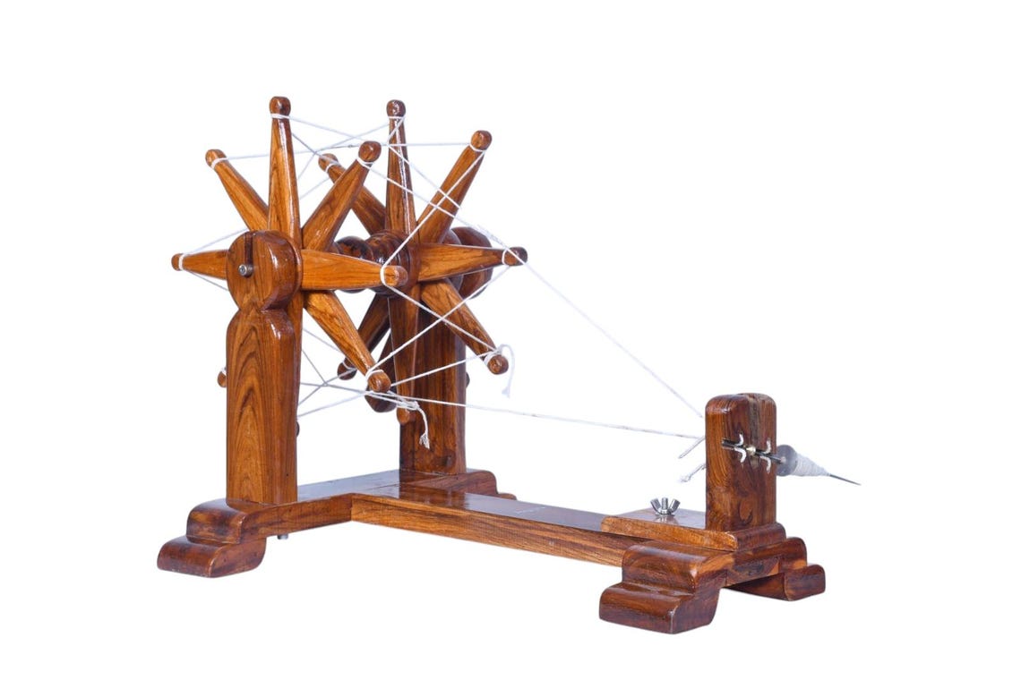 Mini Traditional Charkha – Handmade Desk-size Spinning Wheel | Indian ...