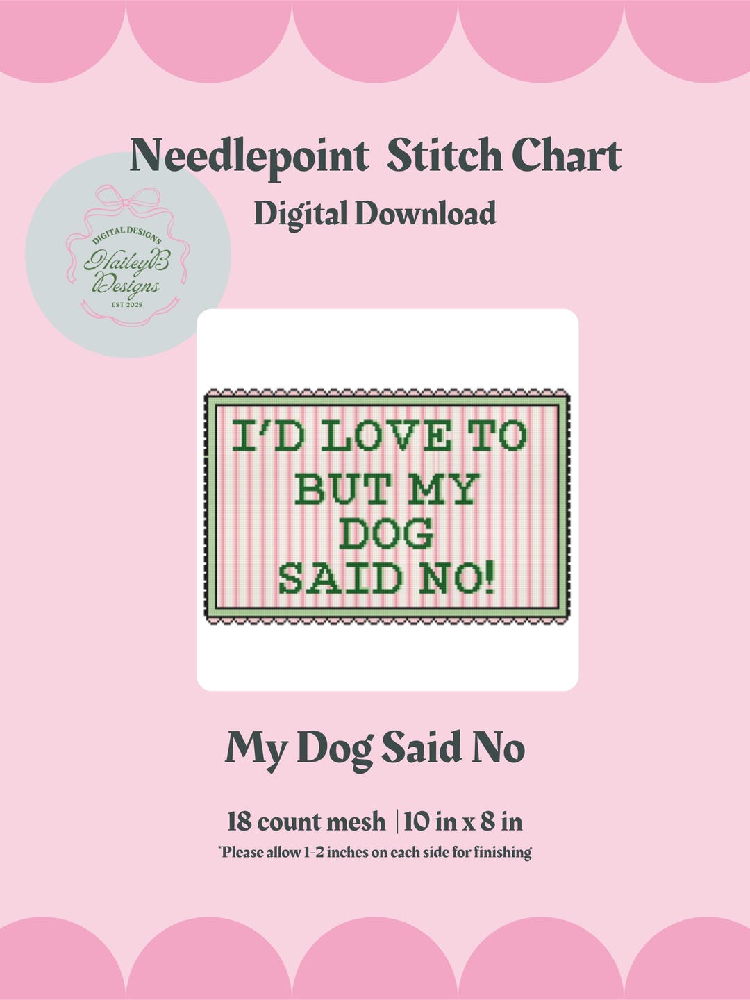 My Dog Said No 18 Mesh Digital Needlepoint Chart Pattern - Etsy