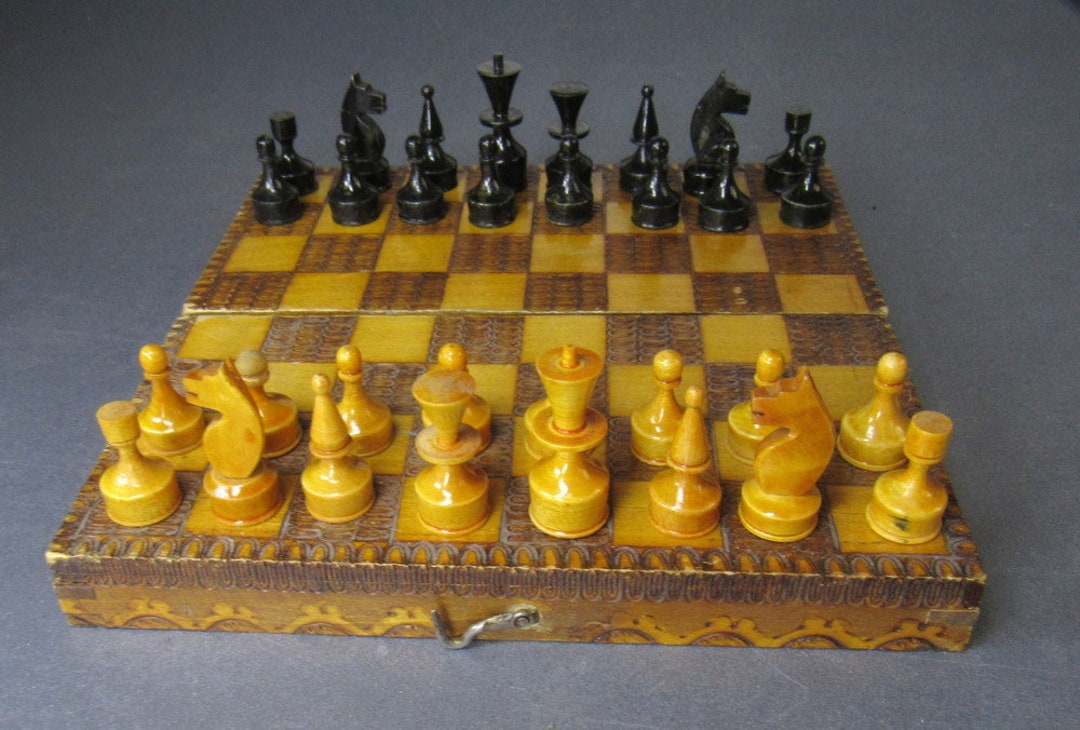 Vintage Travel Wooden Chess Vintage Small Chess Set - Etsy