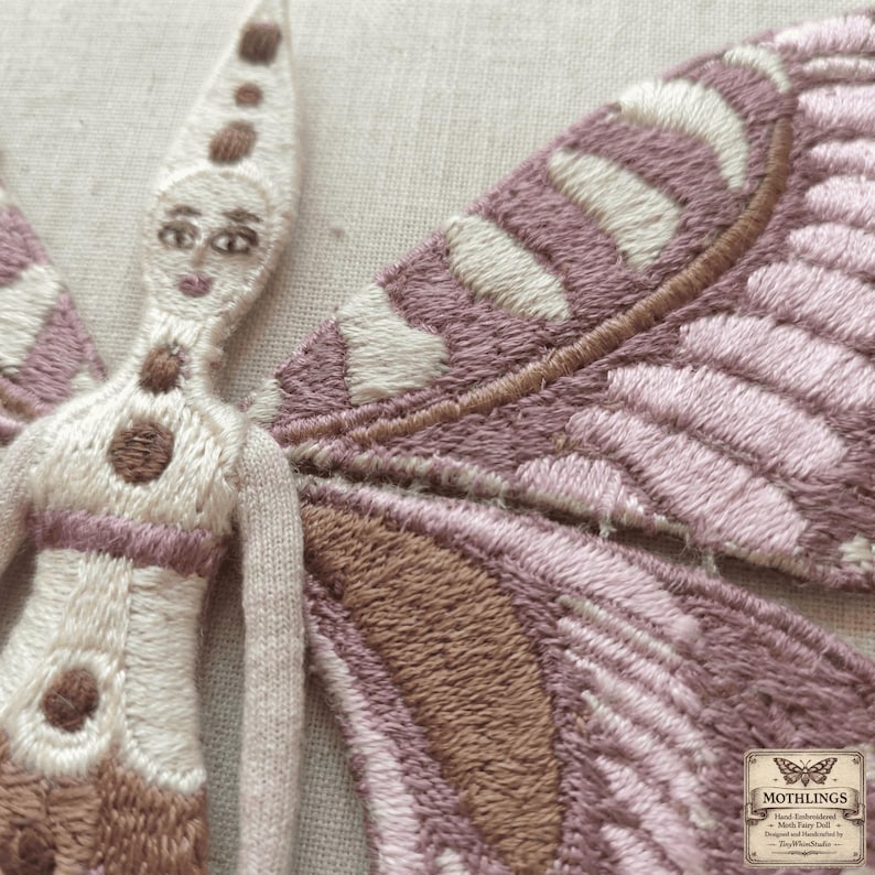 Handmade Embroidered Moth Fairy Art Doll, Whimsigoth Textile Sculpture ...