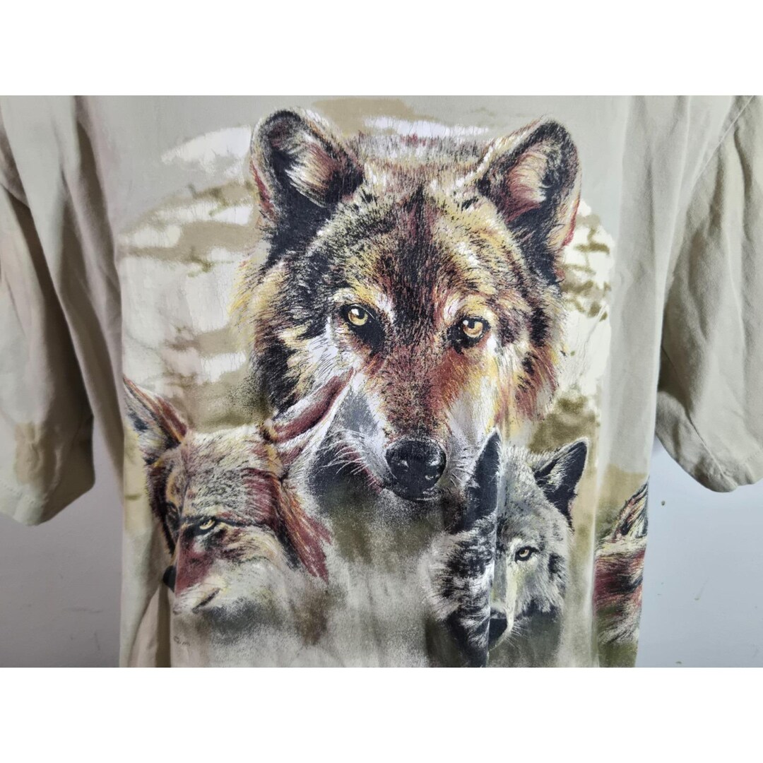 90s Wolf Nature Graphic Tee Shirt Mens Made in USA Cut Tag See ...