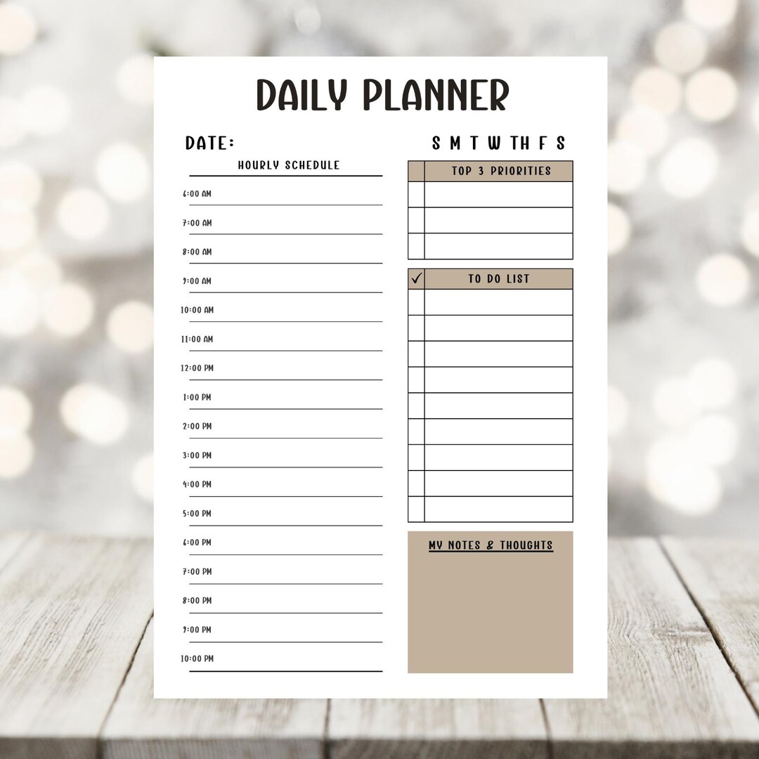 Daily Planner Printable PDF | Instant Download Daily Planning Sheet - Etsy