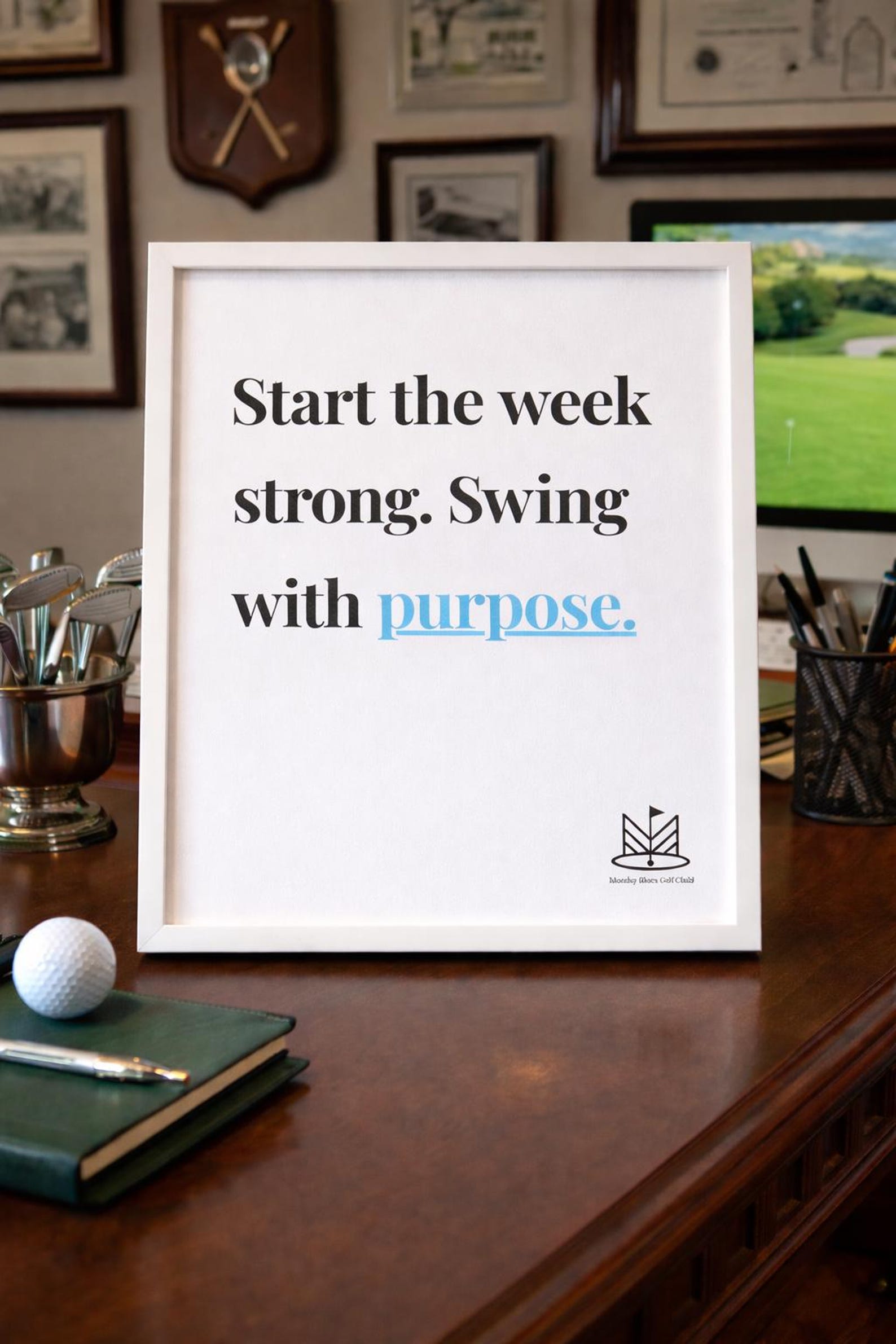 Motivational Golf Poster, Golf Quote Wall Art, Start the Week Strong ...