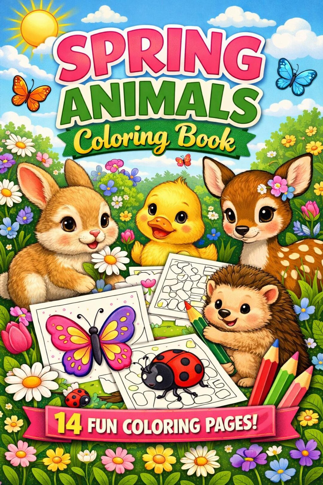 Spring Animals Coloring Pages for Kids | Cute Spring Animal Coloring ...
