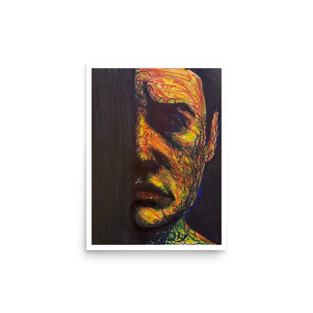 Chaos to Form Portrait – Expressive Color Line Art Print Poster by ...