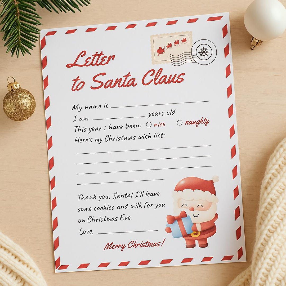 Letter to Santa Printable | Christmas Wish List | Santa Claus ...