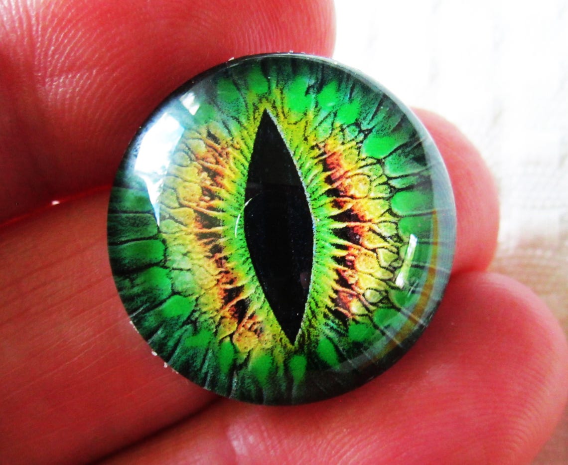 Cabujón de ojo de dragón verde: Ojo de cristal para joyería y escultura ...