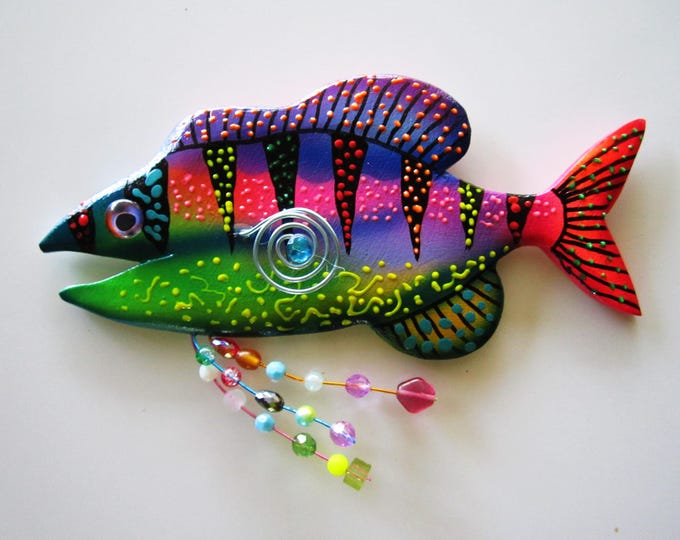 Wood Fish Art, Colorful Wall Decor, Beach House, Whimsical Art Object ...
