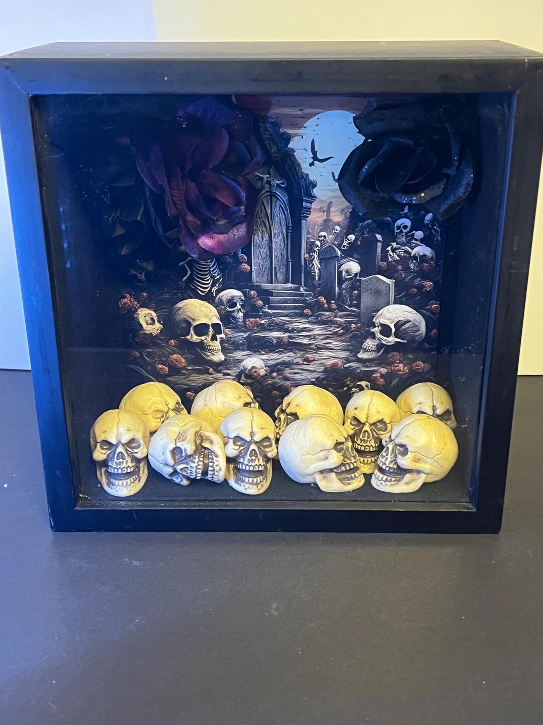 Skeleton Skull Graveyard Gothic Spooky Shadow Box Display - Etsy
