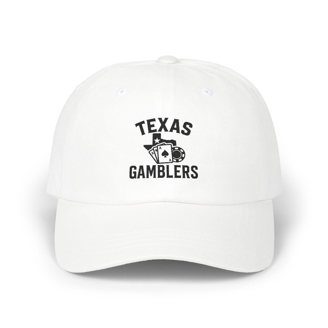 Texas Gamblers Classic Dad Cap | Poker Cards & Dice Embroidered Hat - Etsy