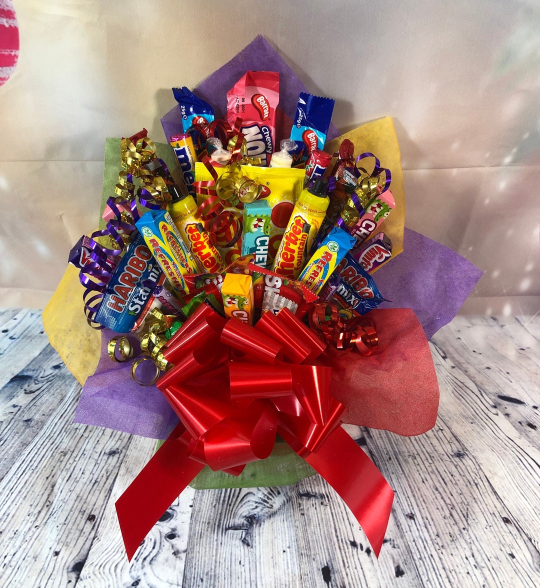 Mixed Retro Sweets Bouquet Christmas Gift, Xmas Present, Secret Santa ...