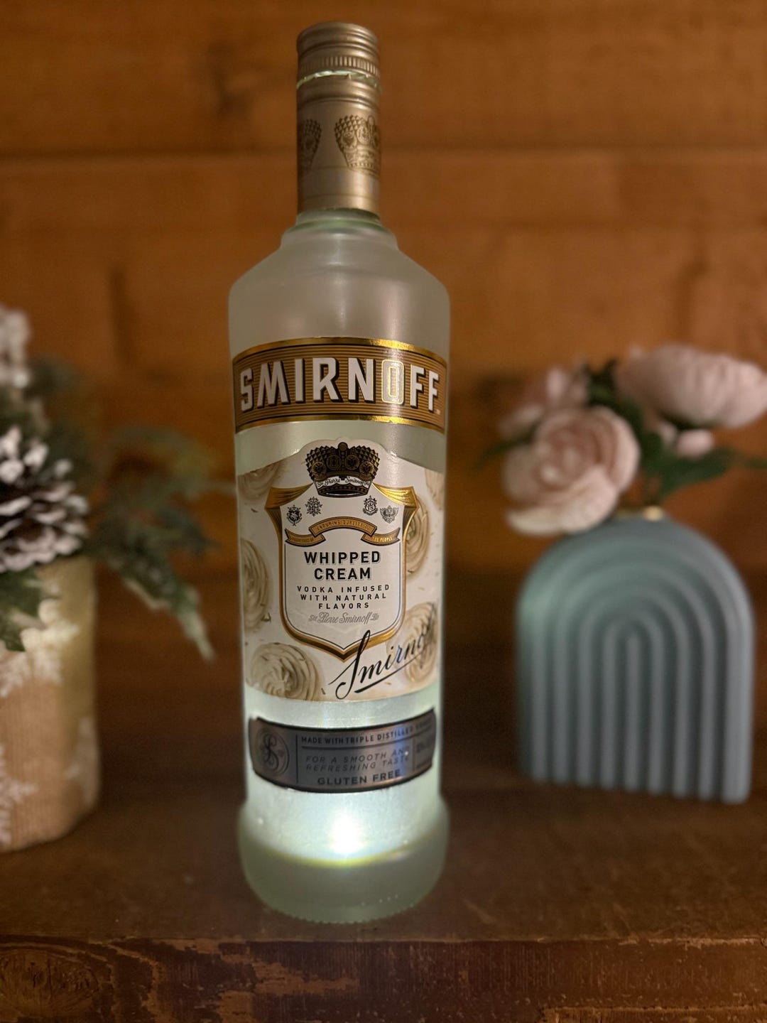 Smirnoff Frosted Liquor Bottle Lamp, Handcrafted Bar Décor RGB LED ...