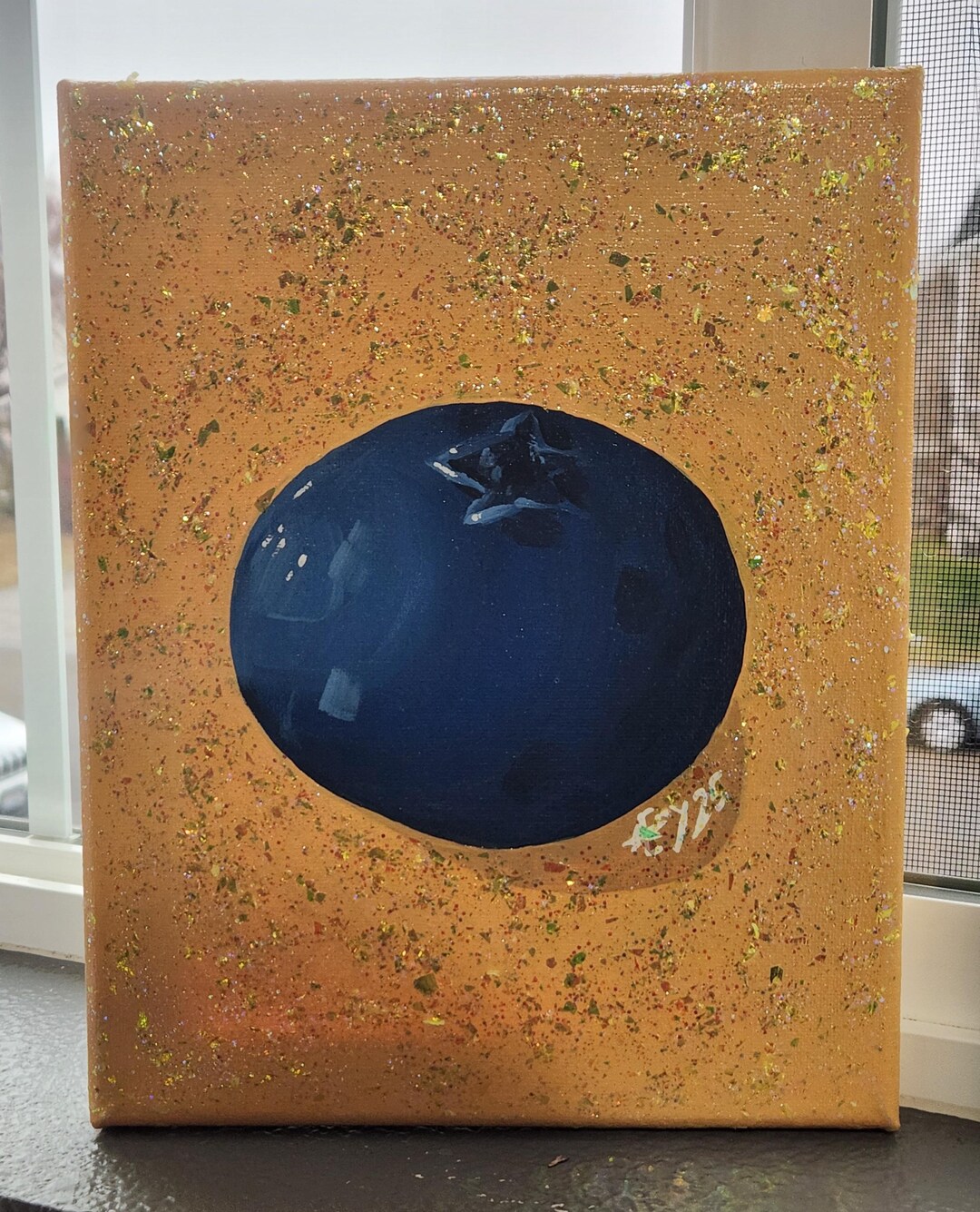 Glittering Blueberry Acrylic Painting - Etsy