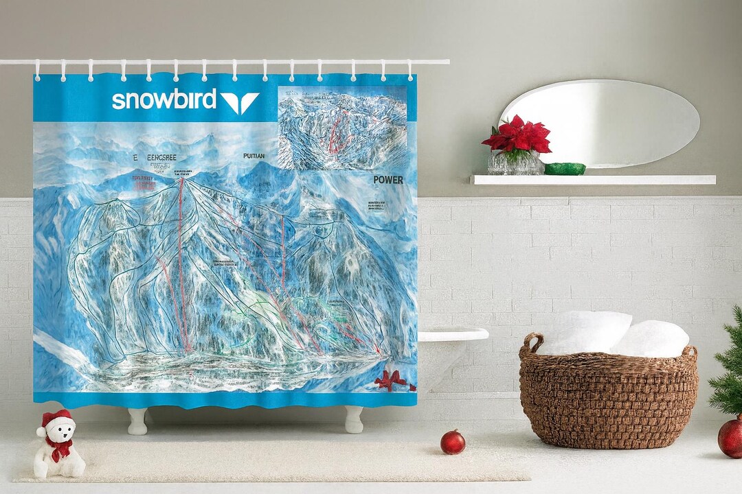 Snowbird Ski Resort Map Shower Curtain – Winter Cabin Decor - Etsy