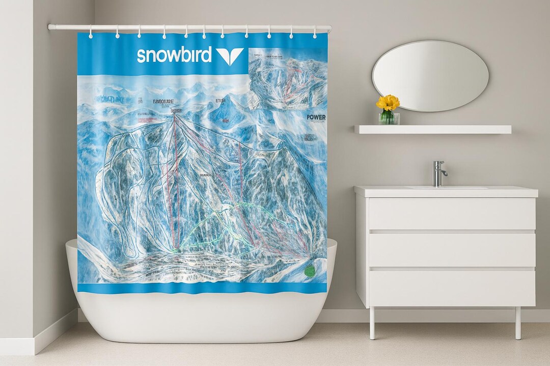 Snowbird Ski Resort Map Shower Curtain – Winter Home Decor - Etsy