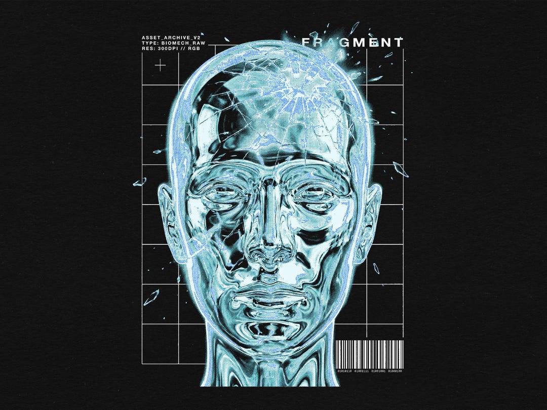 Shattered Head PNG, Retro Fragment Art - Vintage Y2K Halftone DTF DTG ...