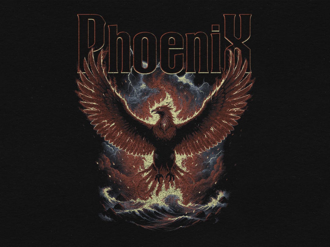 Fire Phoenix Halftone Shirt Desgin PNG - Retro Bird Art, Dark Fantasy ...