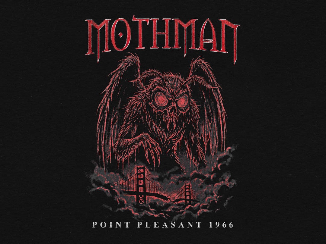 Vintage Mothman PNG, Retro Horror Graphic - Winged Beast, DTF DTG Shirt ...