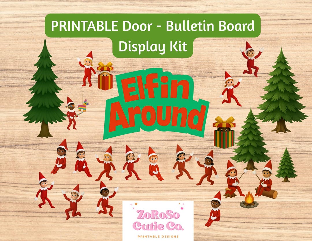Elf Door Bulletin Board Kit | Holiday Printable Decor (instant Download ...