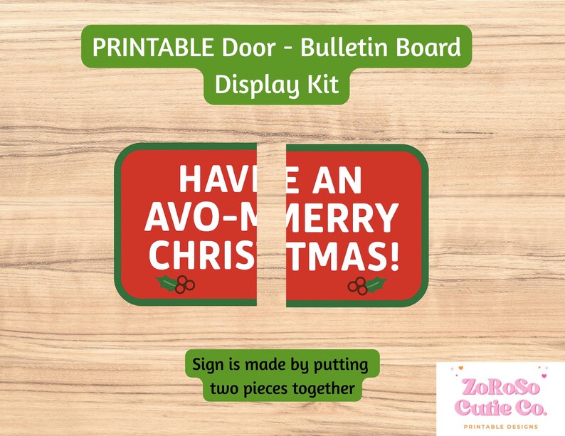 Christmas Door Decor Printable Kit – Avocado Classroom Bulletin Board ...