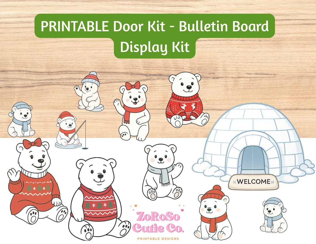 Polar Bear Winter Bulletin Board Kit • Printable Classroom Decor ...