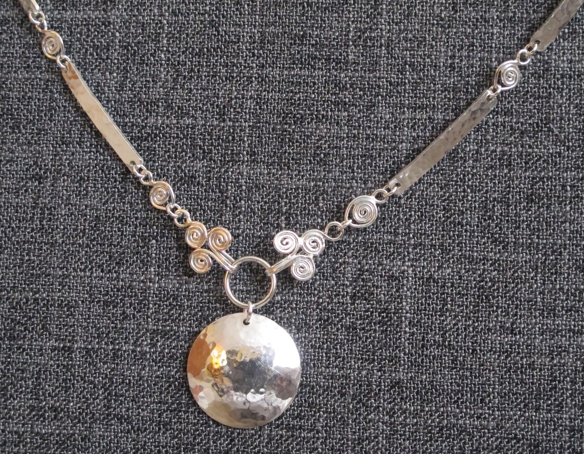 Handmade 20 Sterling Silver Bar Chain Moon Pendant - Etsy