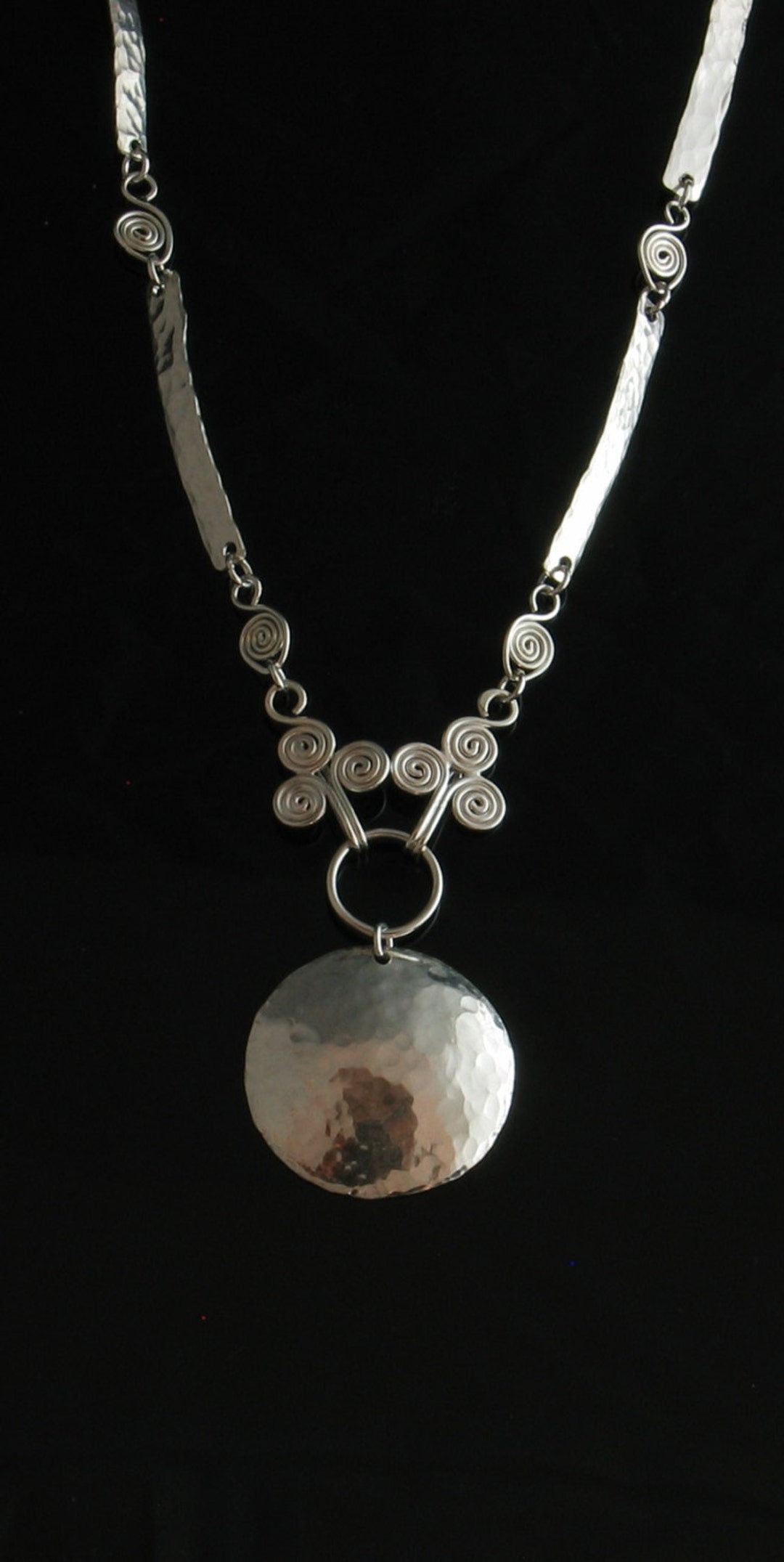 Handmade 20" Sterling Silver Bar Chain Moon Pendant Necklace - Etsy