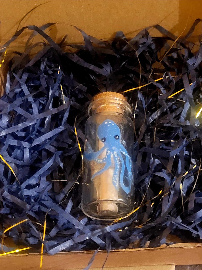 Hand Painted Sea Creature Bottle | Coastal Folklore Keepsake in Gift ...