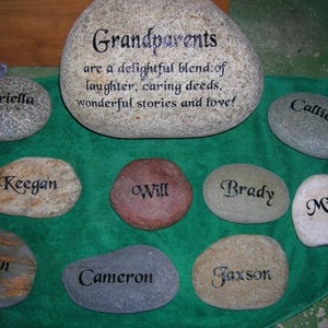 Engraved Grandkids Real Stone, Mothers Day Rock Etched Stone, Namesake ...