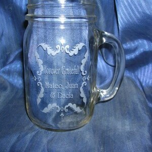 Etched Mason Jar Mug, Engraved Mason Jar, Etched Beer Jar, Engraved Beer Jar, Custom Mason Jar ...