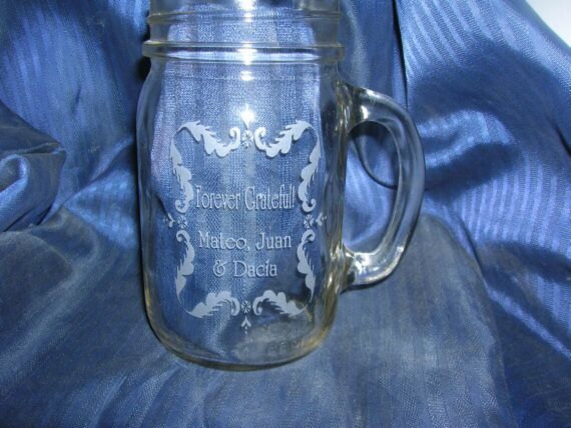 Etched Mason Jar Engraved Mason Jar Etched Beer Jar | Etsy