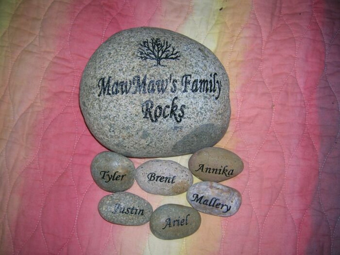 Sand Engrave Grandpa Rock,grandkids Real Stone, Teacher Stone, Family ...