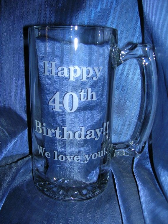 Etched 25th beer mug engraved beer mug etched glass mug | Etsy